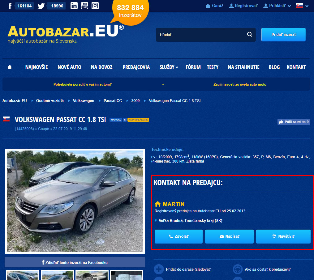 Kontakty | Autobazár.EU